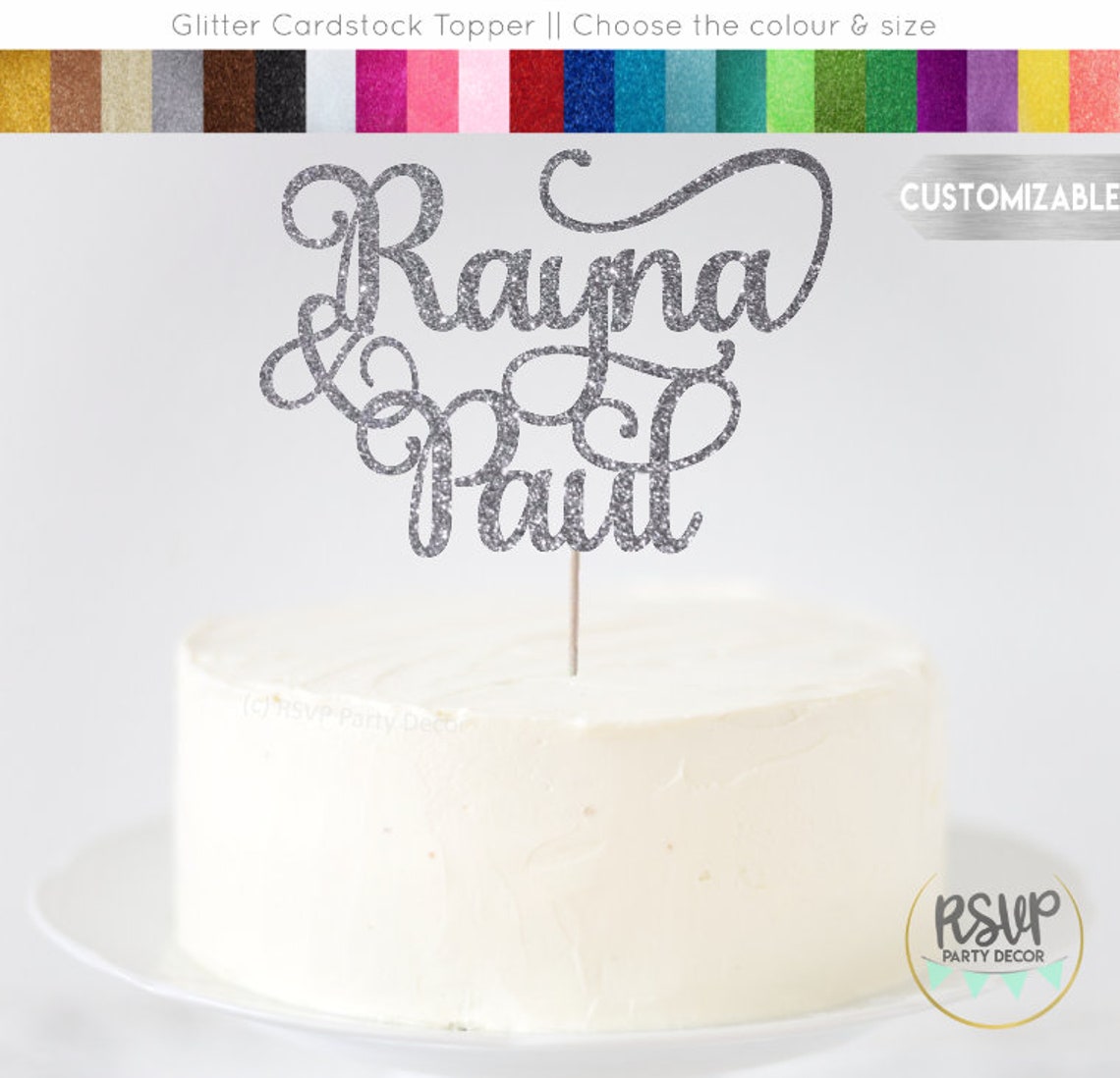 Custom Names Cake Topper Personalized Cake Topper With Two - Etsy