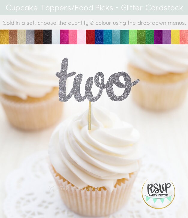 Two Cupcake Toppers, Two Food Picks, 2 Cupcake Toppers, 2nd Birthday ...