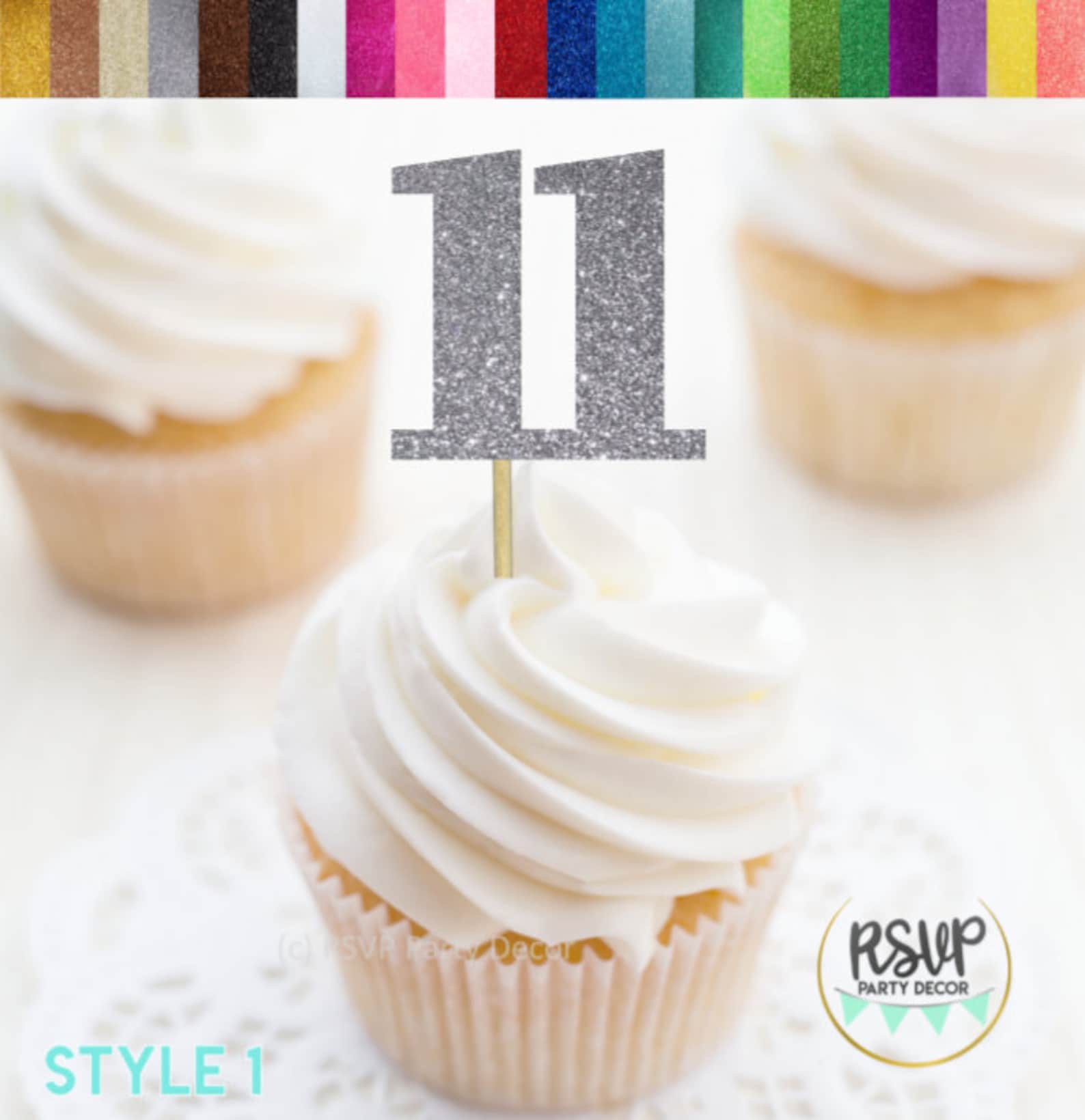 Number 11 Cupcake Toppers, Eleven Food Picks, 11th Birthday Decorations ...