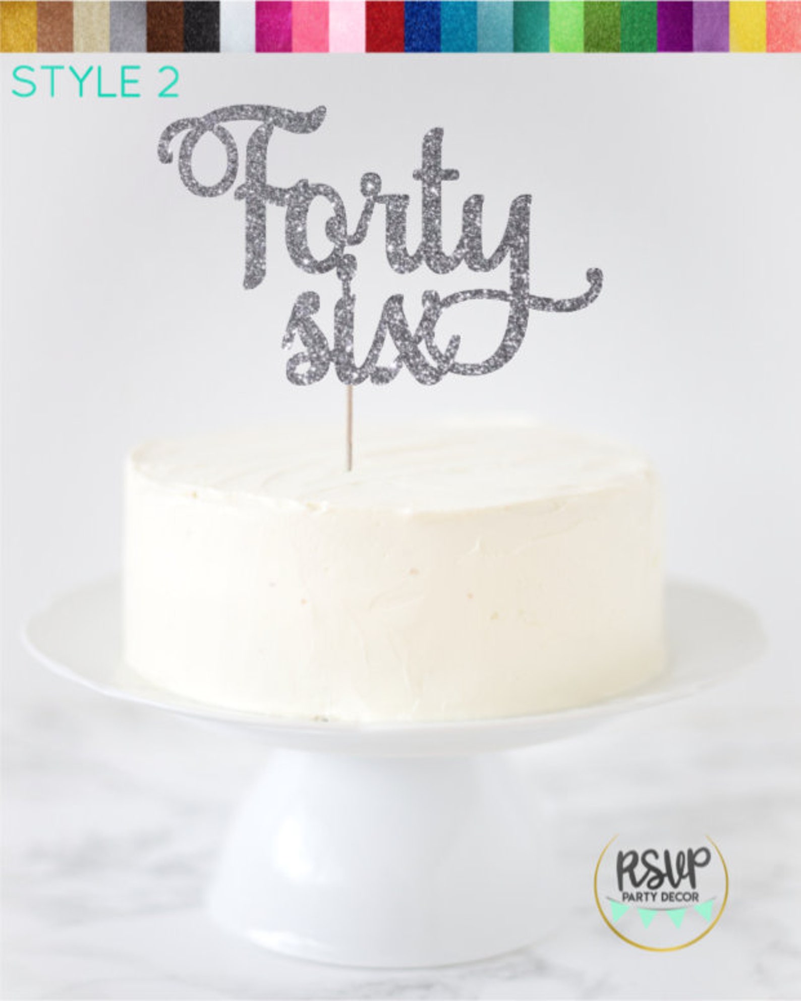 Forty Six Cake Topper, 46 Cake Topper, Fortysix Cake Topper, Forty-six ...