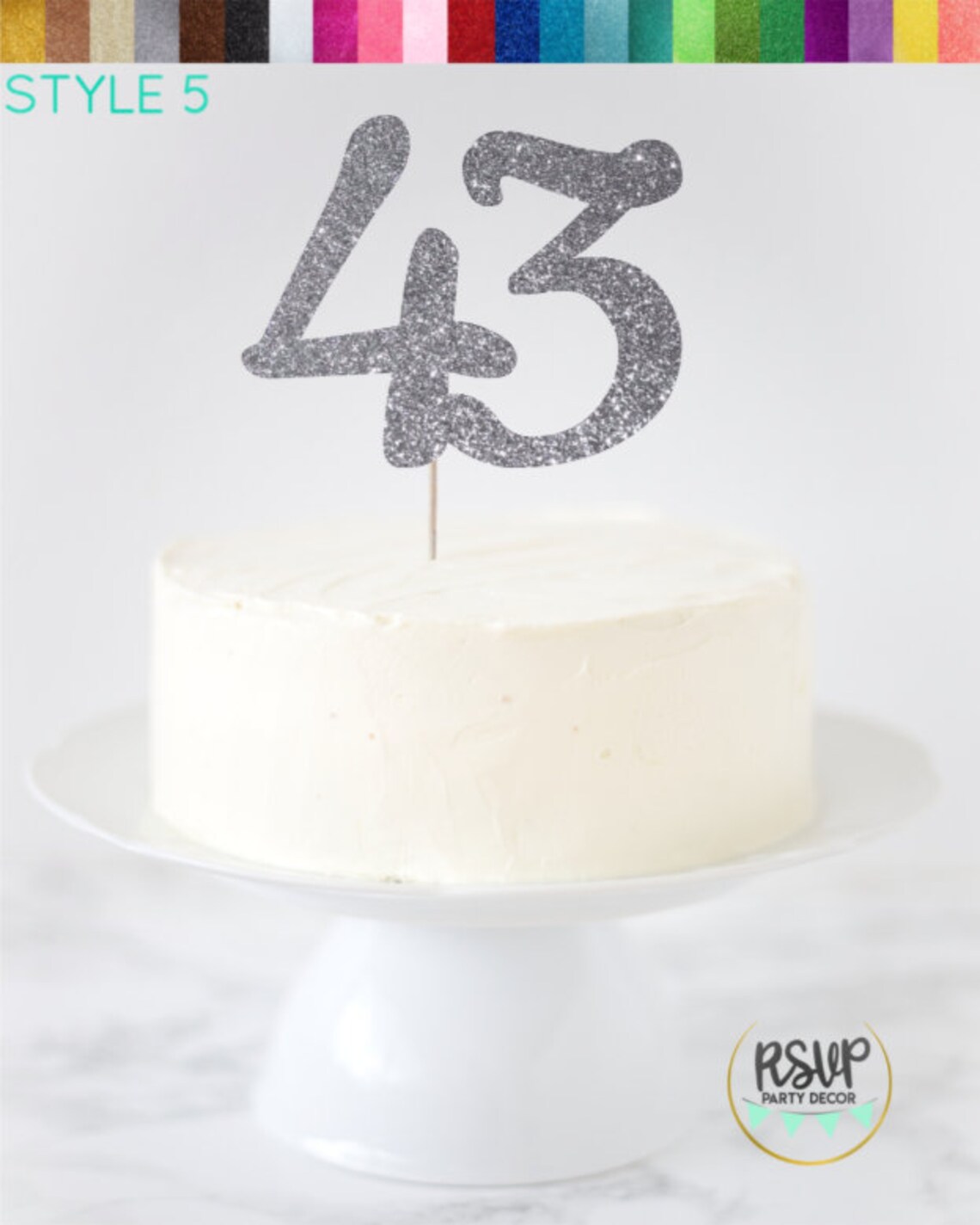 Forty Three Cake Topper, 43 Cake Topper, Fortythree Cake Topper, Happy ...