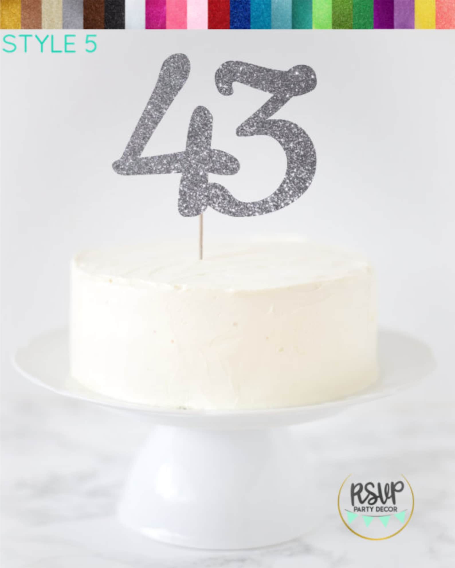 Forty Three Cake Topper, 43 Cake Topper, Fortythree Cake Topper, Happy ...