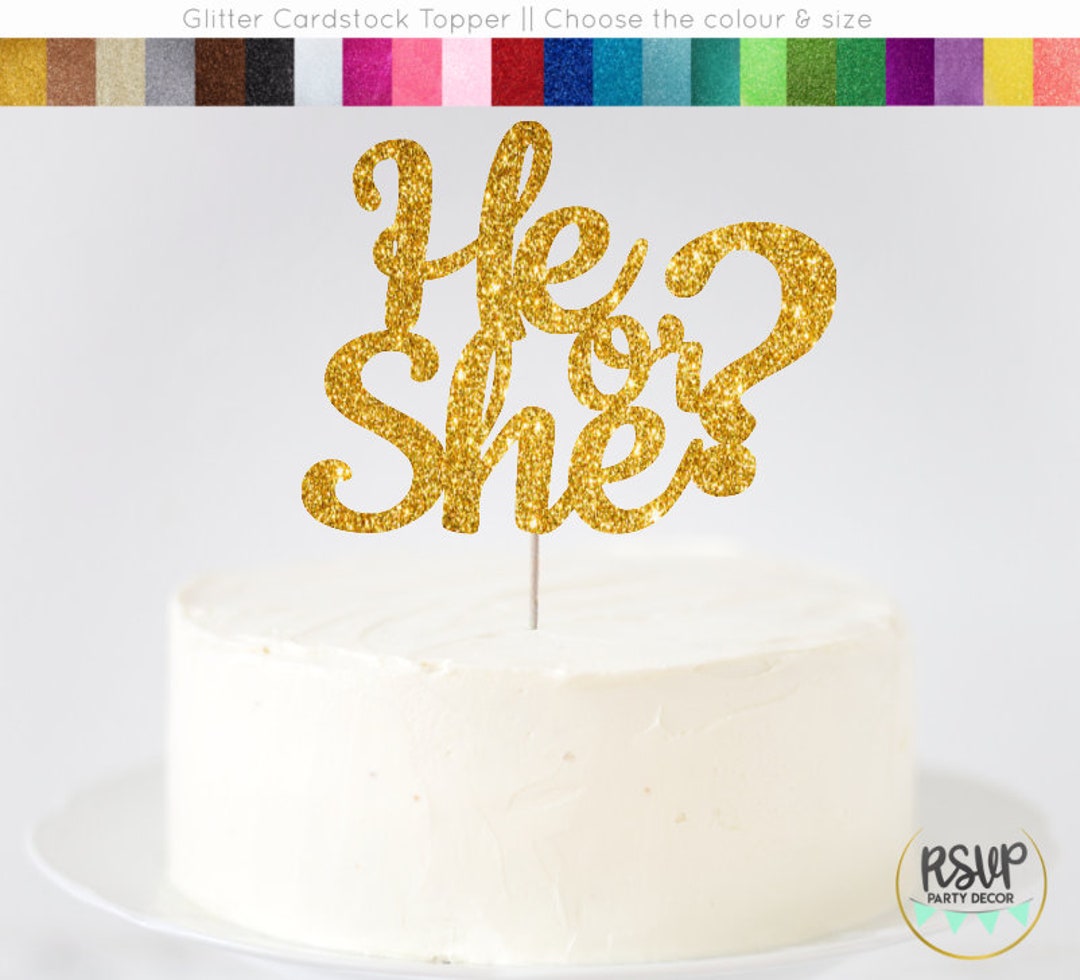 He or She Cake Topper, Gender Reveal Cake Topper, Boy or Girl Cake ...