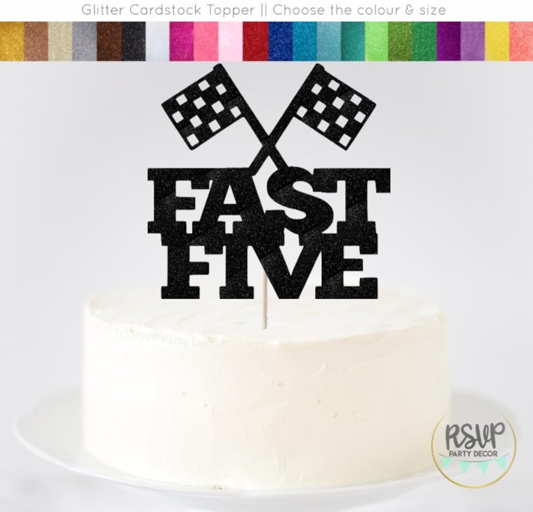 Fast Five Cake Topper, Racecar 5th Birthday Cake Topper, Car Fifth ...
