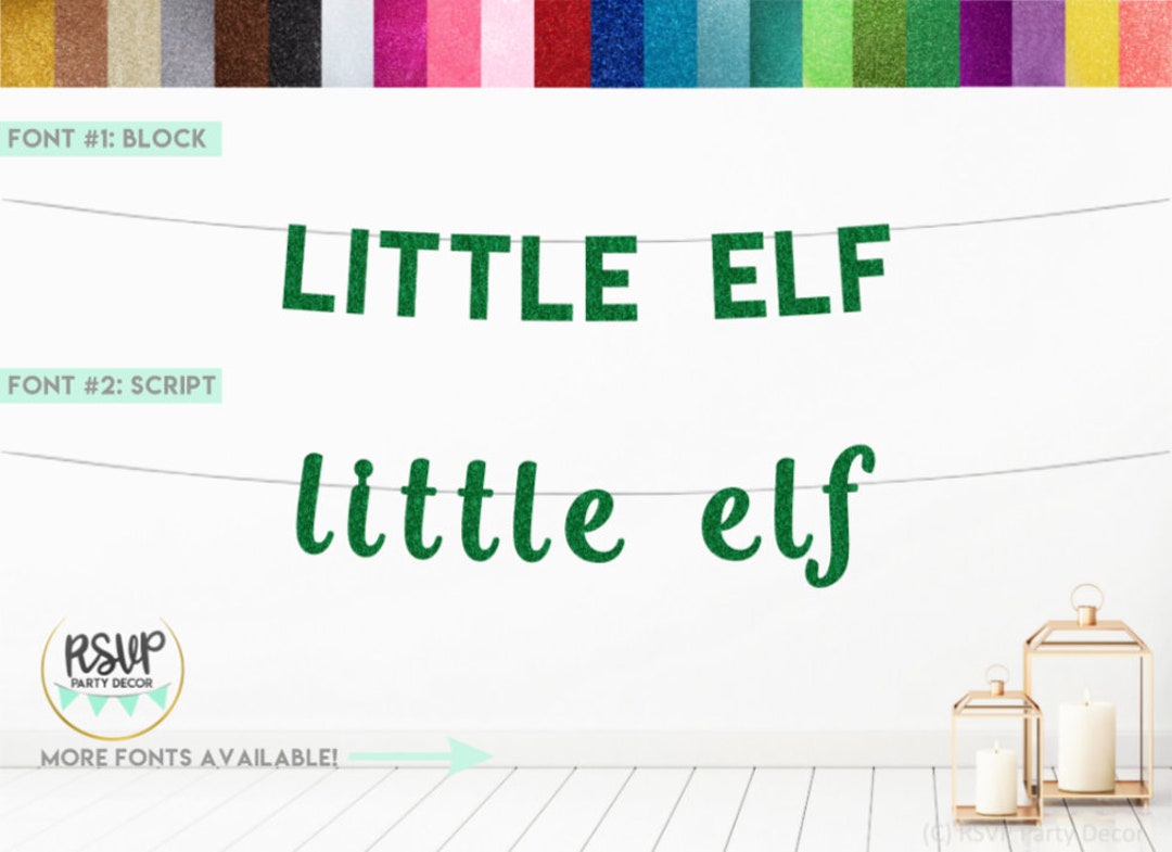 Little Elf Banner, Glitter Little Elf Sign, Christmas Baby Shower ...