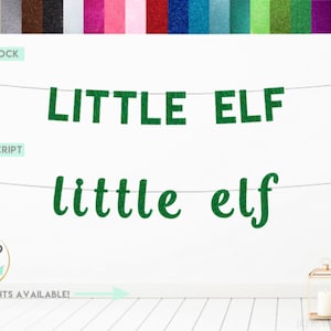 Little Elf Banner, Glitter Little Elf Sign, Christmas Baby Shower ...