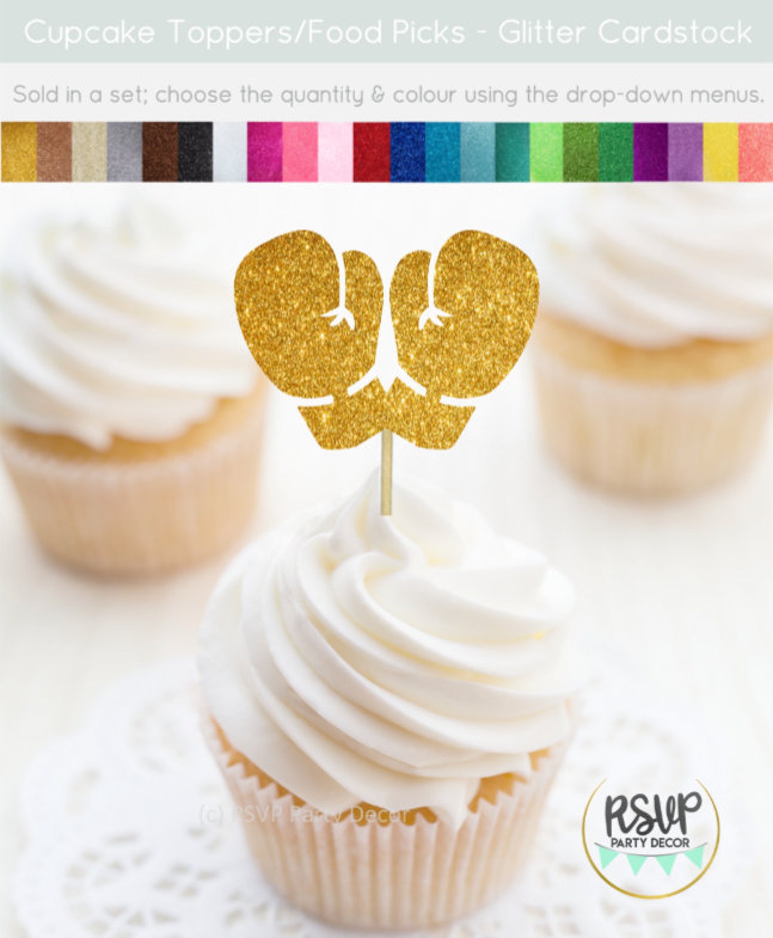 Boxing Gloves Cupcake Toppers, Fitness Cupcake Toppers, Boxer Birthday ...