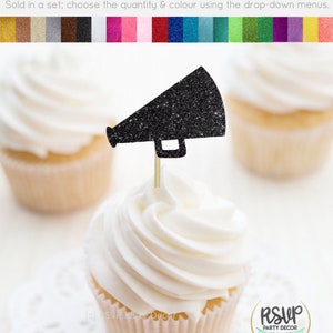 Megaphone Cupcake Toppers, Cheerleading Food Picks, Cheer Party ...