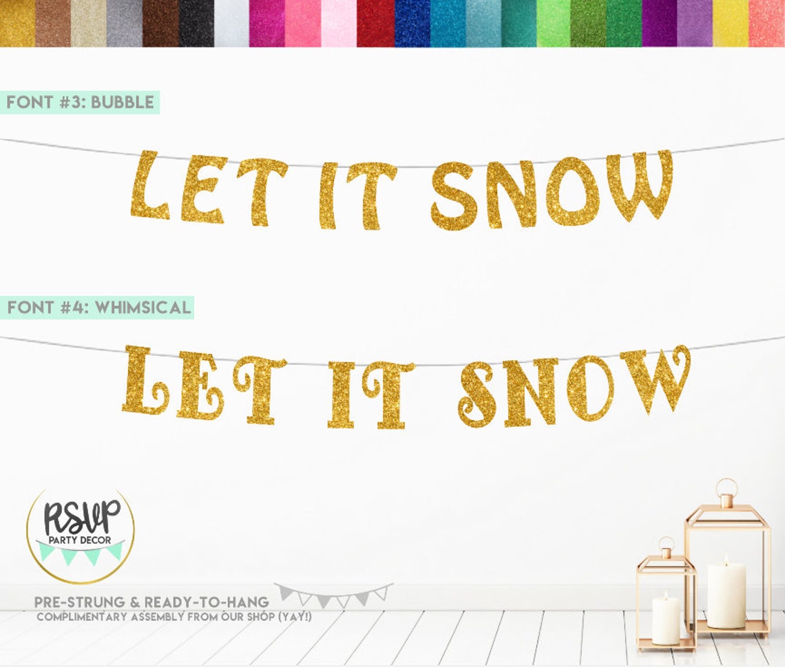 Let It Snow Banner Let It Snow Sign Glitter Christmas - Etsy