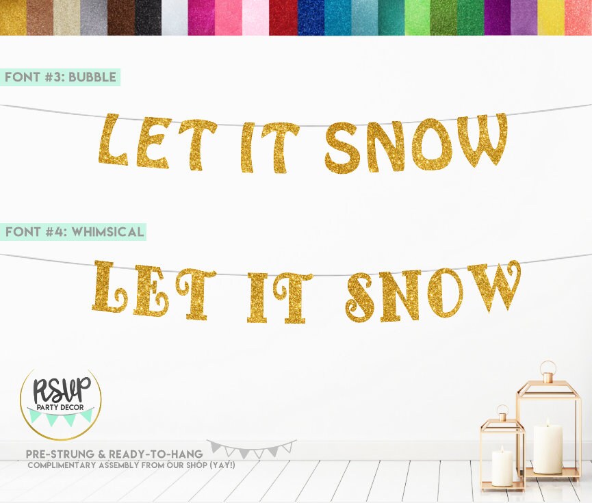 Let It Snow Banner Let It Snow Sign Glitter Christmas - Etsy