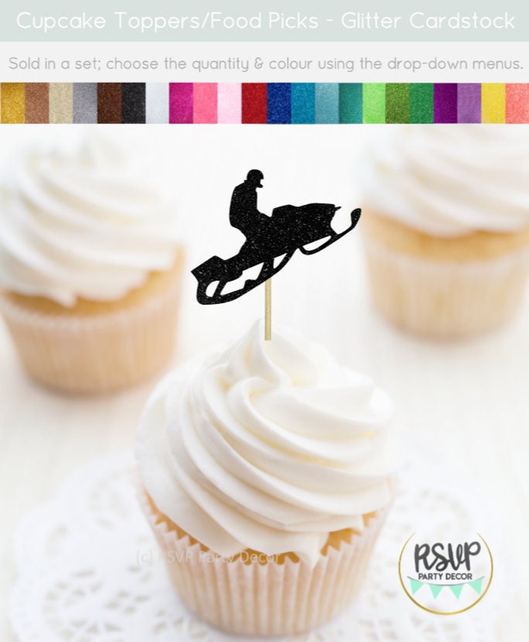 Snowmobile Cupcake Toppers, Ski-doo Cupcake Toppers, Extreme Sports ...
