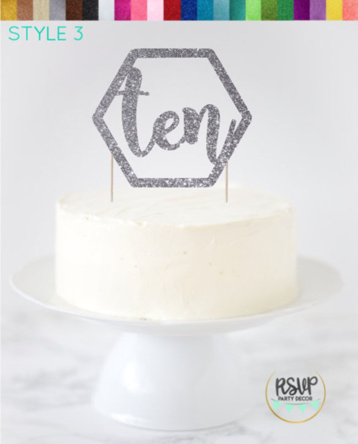 Ten Cake Topper, 10 Cake Topper, Double Digits Cake Topper, Happy 10th ...