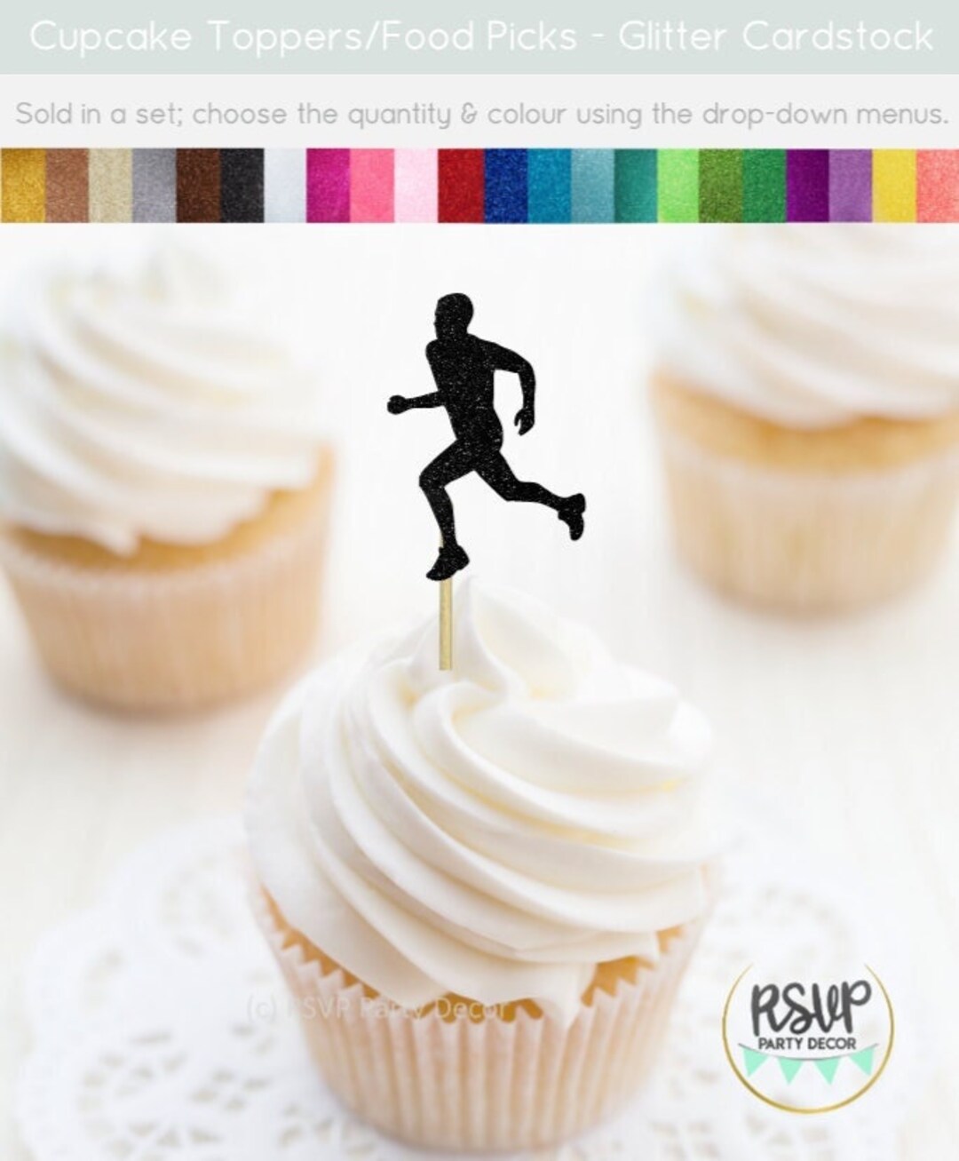Male Running Cupcake Toppers Runner Party Decorations Cross - Etsy