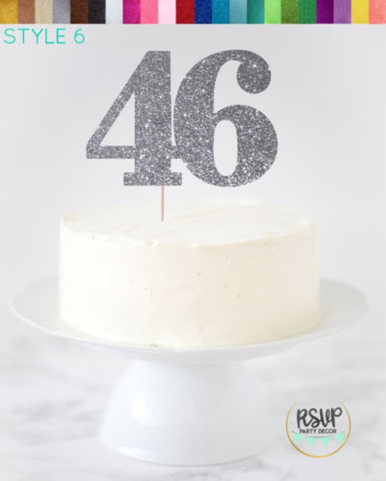 Forty Six Cake Topper, 46 Cake Topper, Fortysix Cake Topper, Forty-six ...