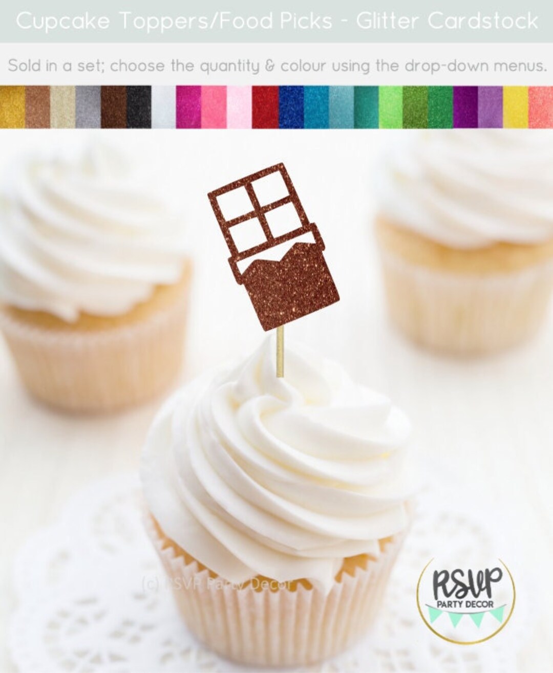 Chocolate Bar Cupcake Toppers, Chocolate Party Decorations, Sweet ...