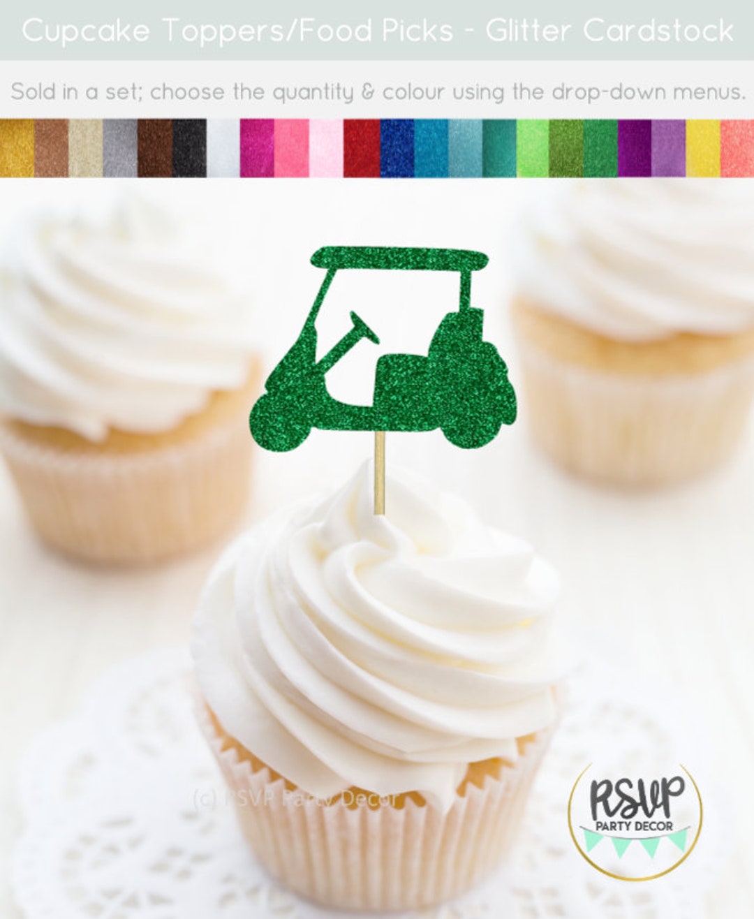 Golf Cart Cupcake Toppers, Golf Birthday Cupcake Toppers, Golf Birthday ...