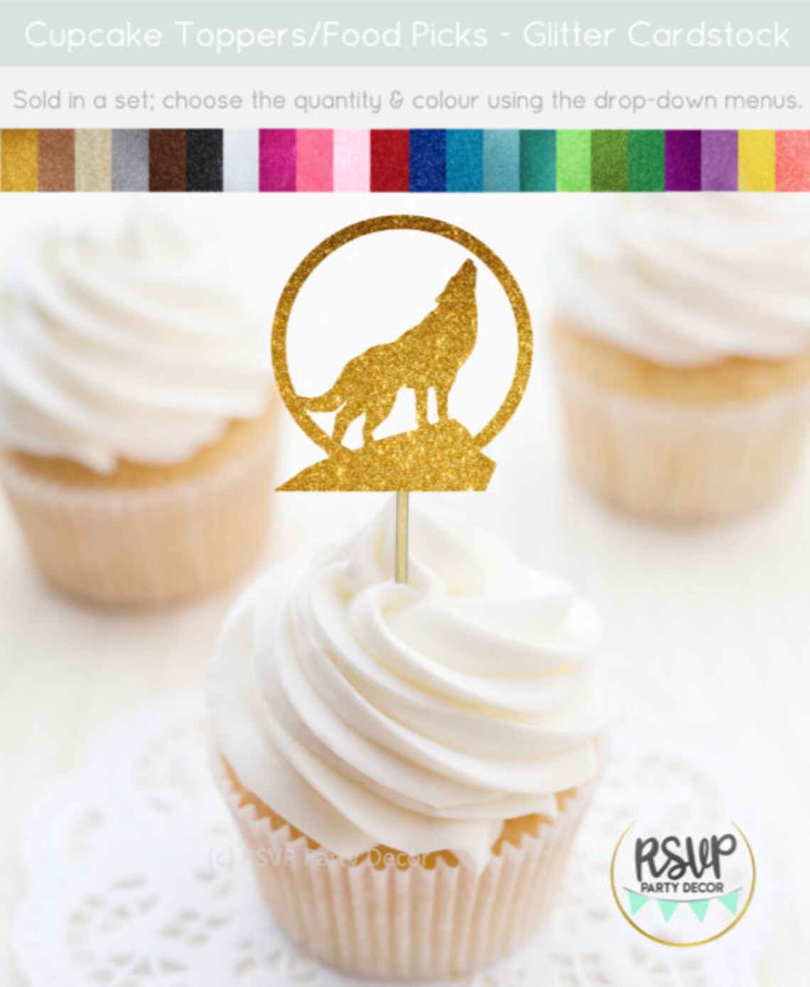 Wolf Cupcake Toppers Werewolf Food Picks Wolf Party | Etsy