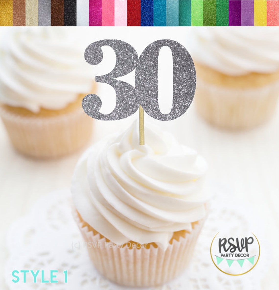 Number 30 Cupcake Toppers, Thirty Food Picks, 30th Birthday Decorations ...
