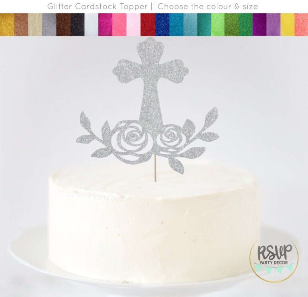 Decorative Cross Cake Topper, Baptism Cake Topper, Christening Party ...