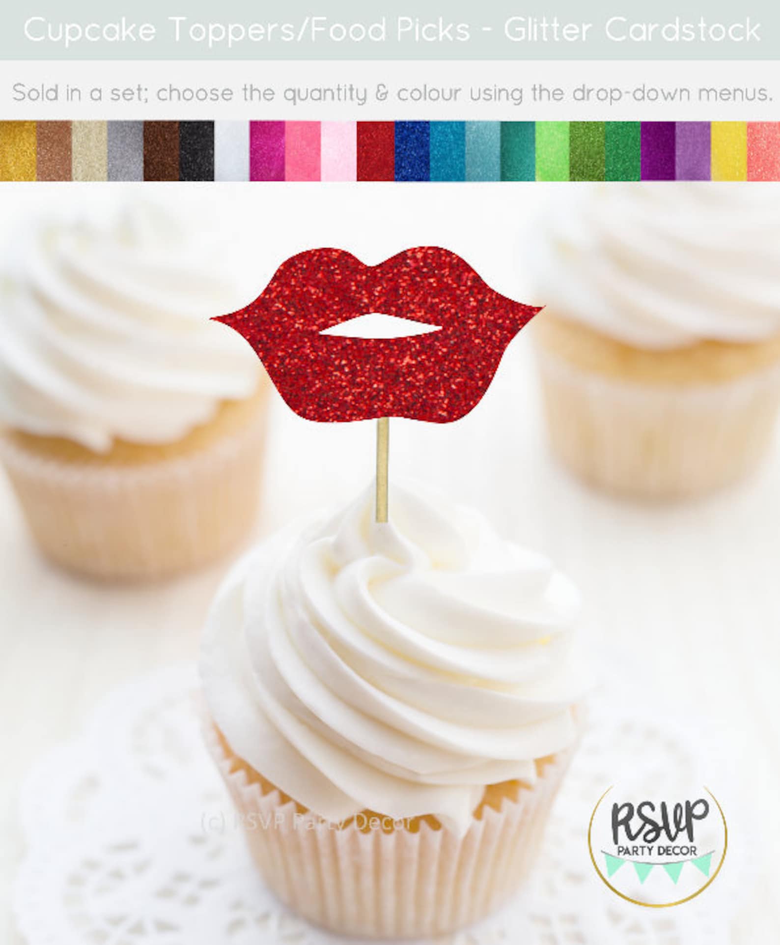 Lips Cupcake Toppers Lip Food Picks Bachelorette Cupcake - Etsy