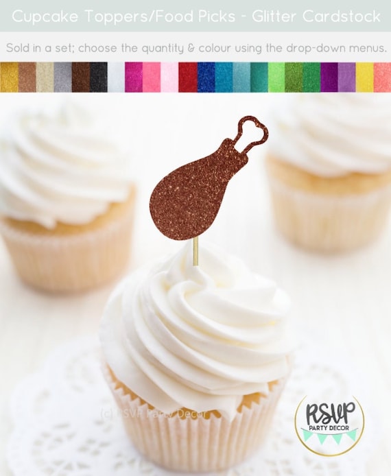 Chicken Wing Cupcake Toppers, Chicken Party Decorations, Pizza and ...