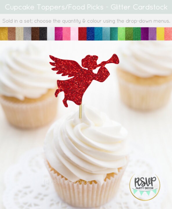 Angel Cupcake Toppers Angel Food Picks Christmas Party - Etsy