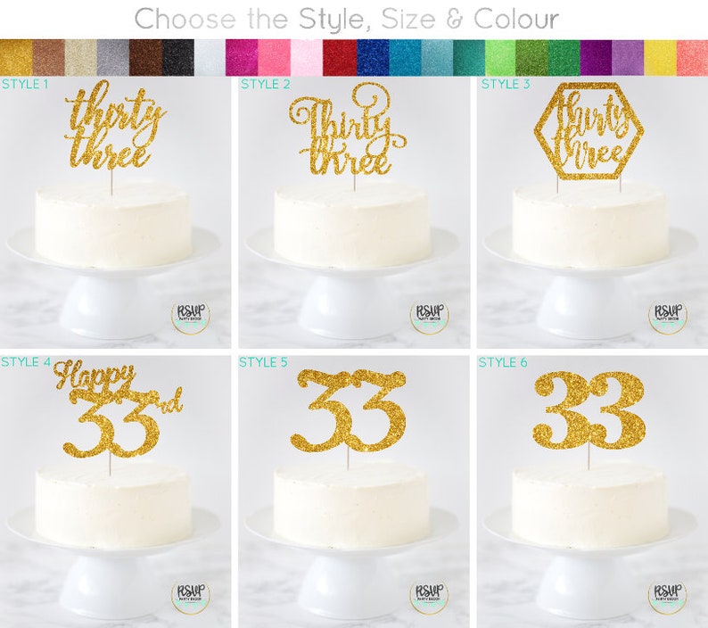 Thirty Three Cake Topper 33 Cake Topper Thirtythree Cake - Etsy