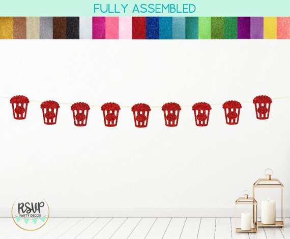 Popcorn Garland, Popcorn Banner, Movie Birthday Party Decorations ...