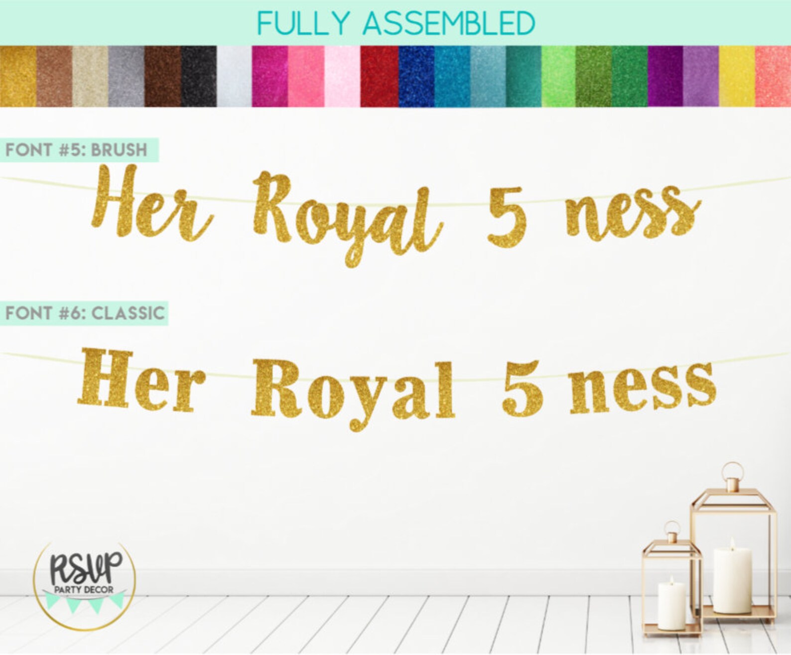 Her Royal 5 Ness Banner Fifth Birthday Banner 5nd Birthday - Etsy