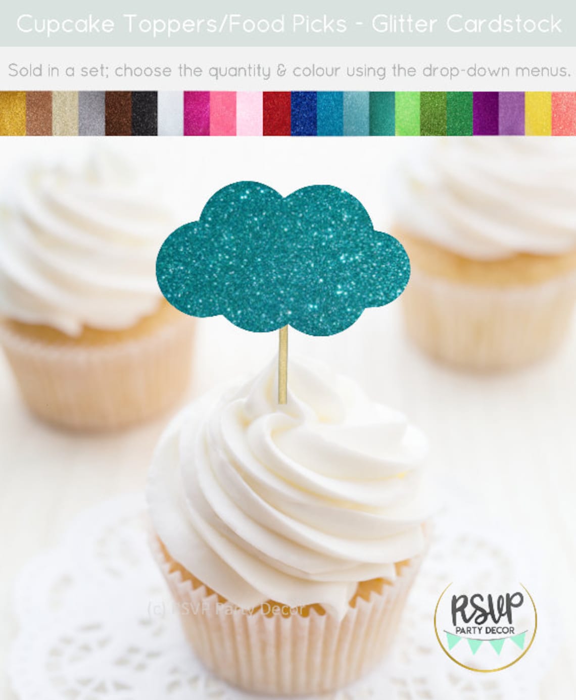 Cloud Cupcake Toppers Cloud Party Decorations Up Up and Away | Etsy