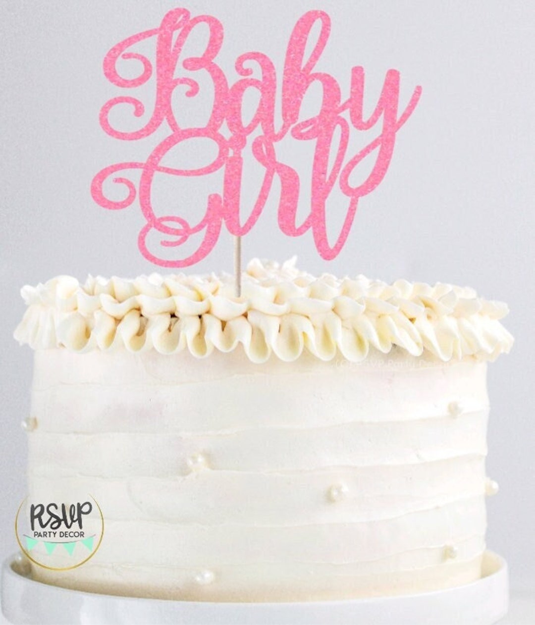 Girl Baby Shower Cake Topper, Baby Girl Cake Topper, Pink Baby Shower ...