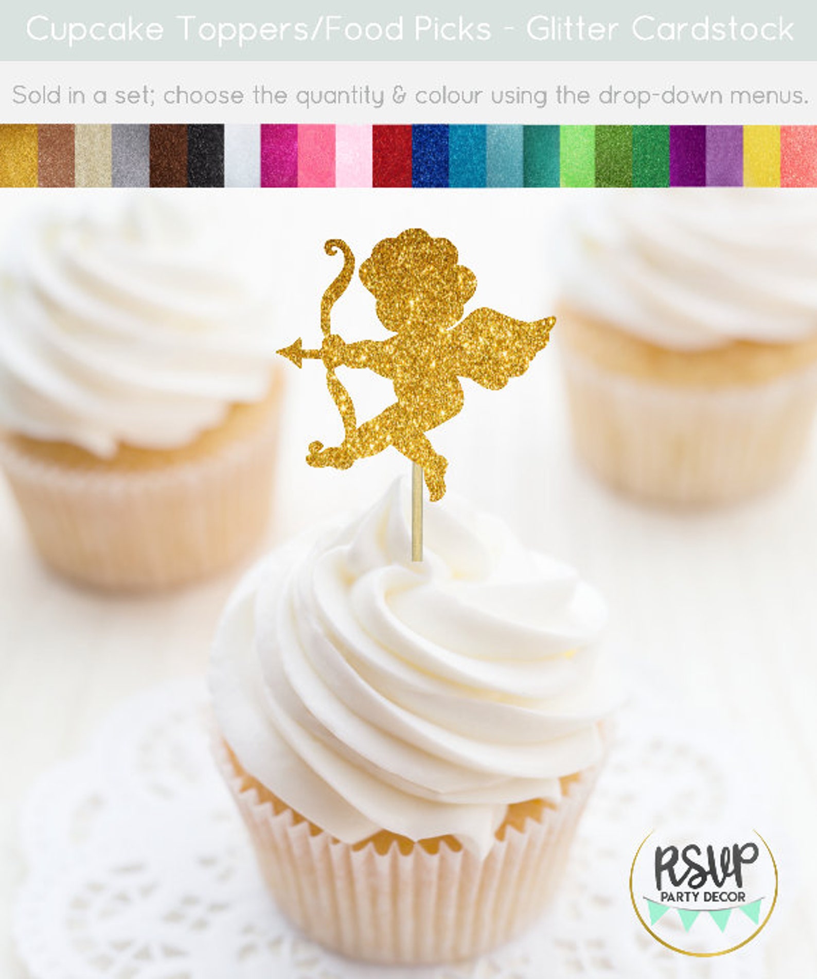 Cupid Cupcake Toppers Valentine's Day Cupcake Toppers | Etsy