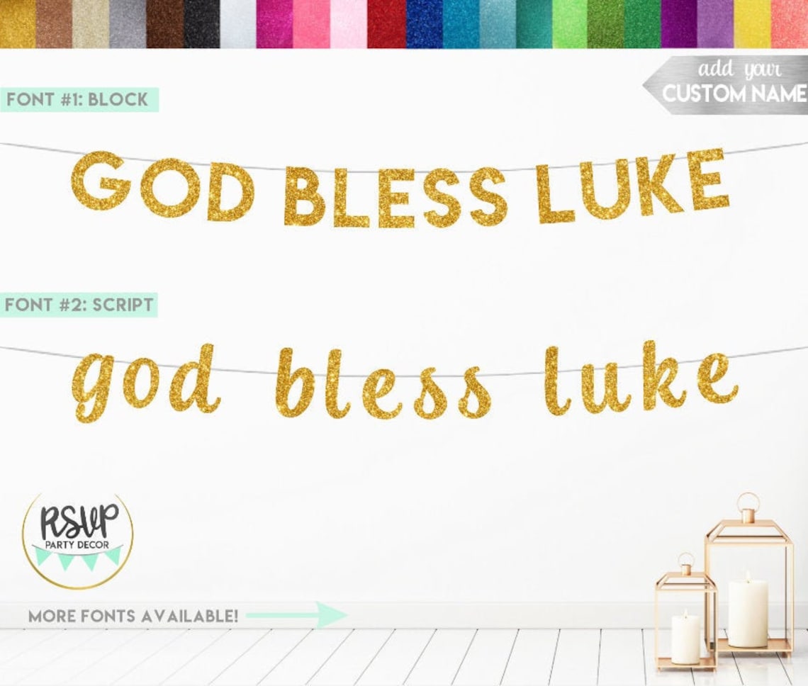 Custom God Bless Banner, God Bless Name Sign, Baptism Banner, Baptism ...