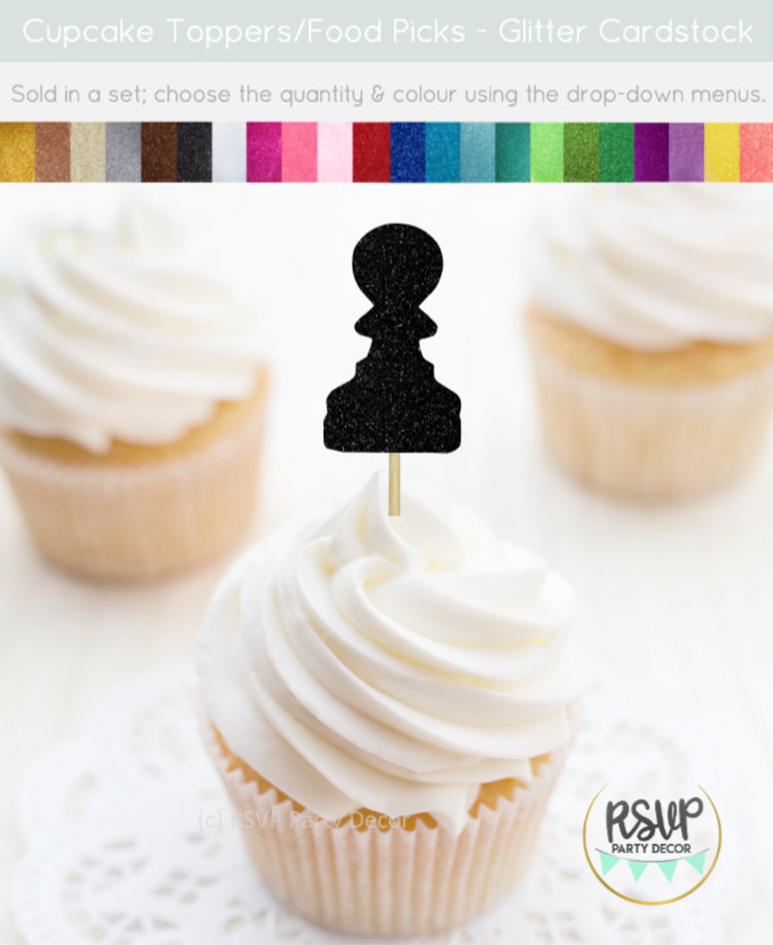 Chess Pawn Cupcake Toppers, Chess Food Picks, Chess Birthday Party ...
