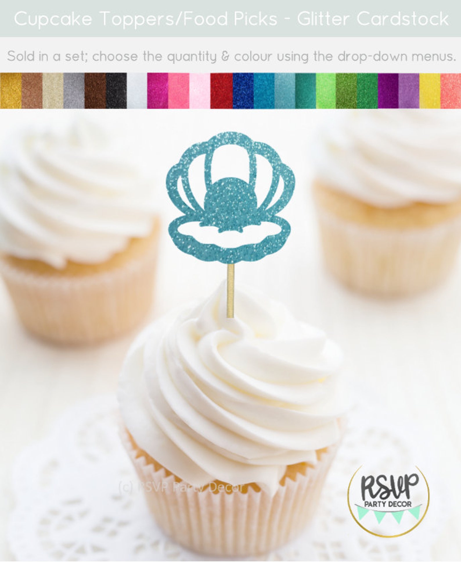 Clamshell Cupcake Toppers Pearl 30th Anniversary Party - Etsy