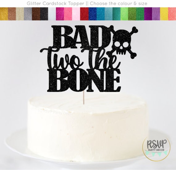 Bad Two The Bone Cake Topper, Rock Themed 2nd Birthday Cake Topper ...