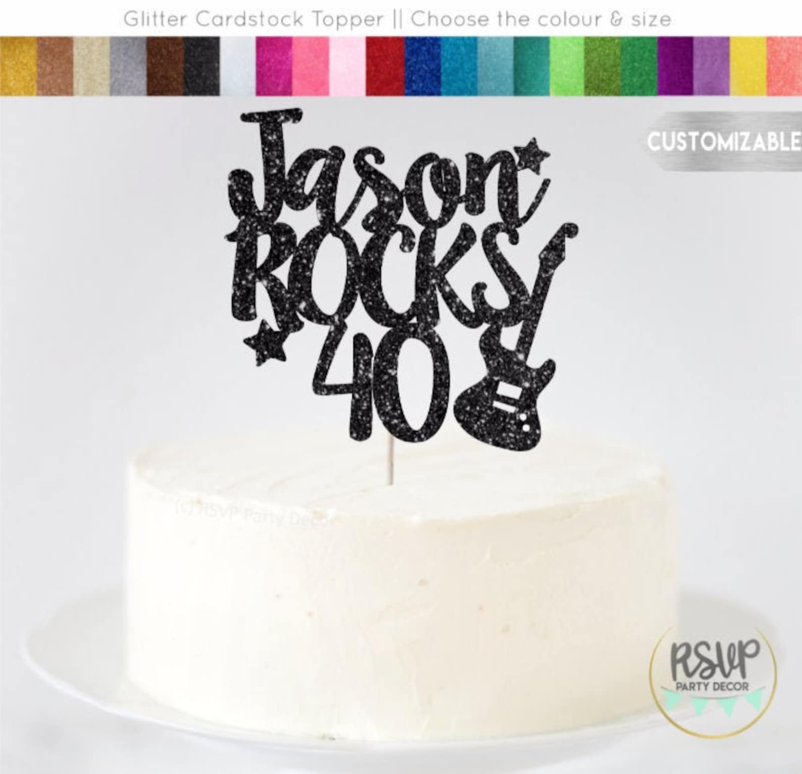 ANY NAME & AGE Custom Rocks Cake Topper, Rock 'n Roll Cake Topper, Rock ...