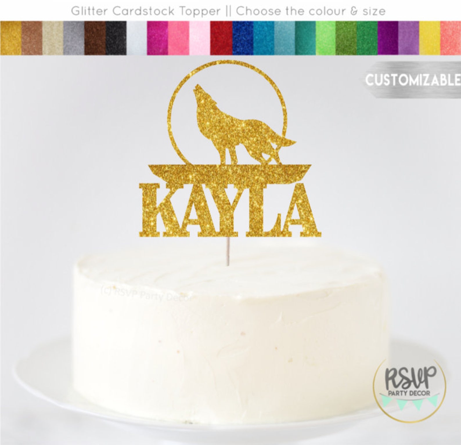 Custom Wolf Cake Topper, Howling Wolf Moon Cake Topper, Wolf Party ...