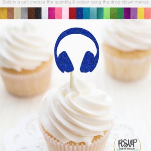 Headphone Cupcake Toppers, Music Party Decorations, Video Game Cupcake ...