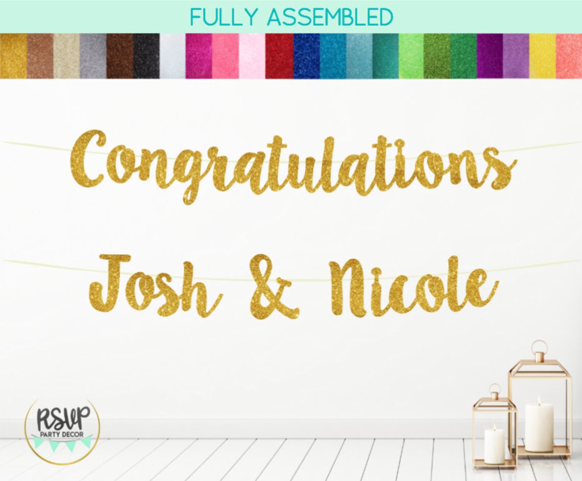 Custom Congratulations Banner Engagement Party Decorations | Etsy