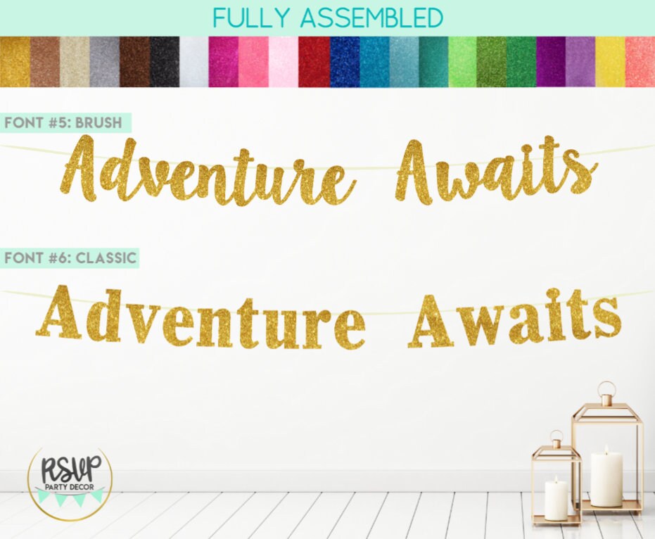 Adventure Awaits Banner, Travel Baby Shower Banner, Retirement Banner ...