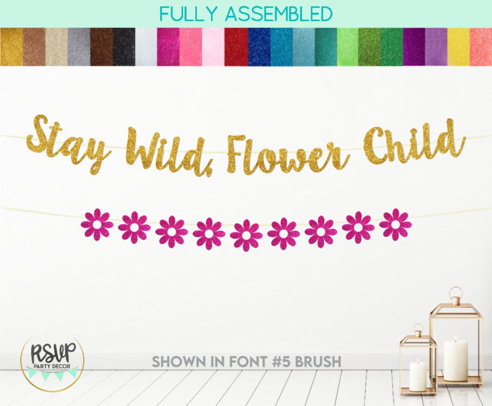 Stay Wild Flower Child Banner, Daisy Flower Garland, Groovy Birthday ...