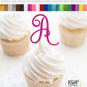 Letter Cupcake Toppers, Custom Initial Cupcake Toppers, Monogram ...