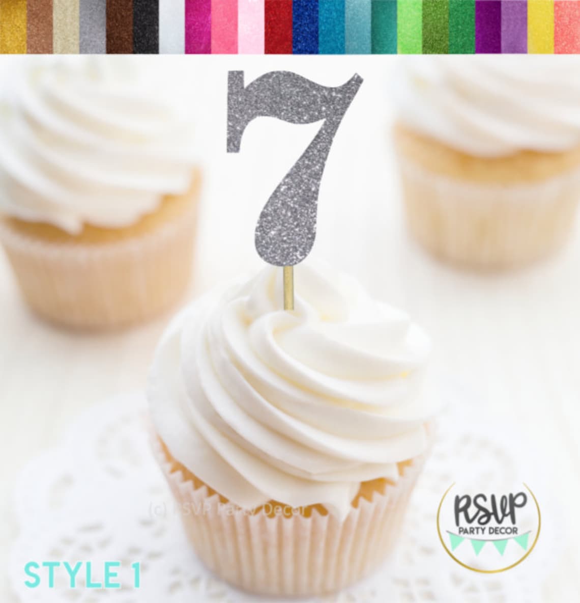Number 7 Cupcake Toppers Seven Food Picks 7th Birthday - Etsy