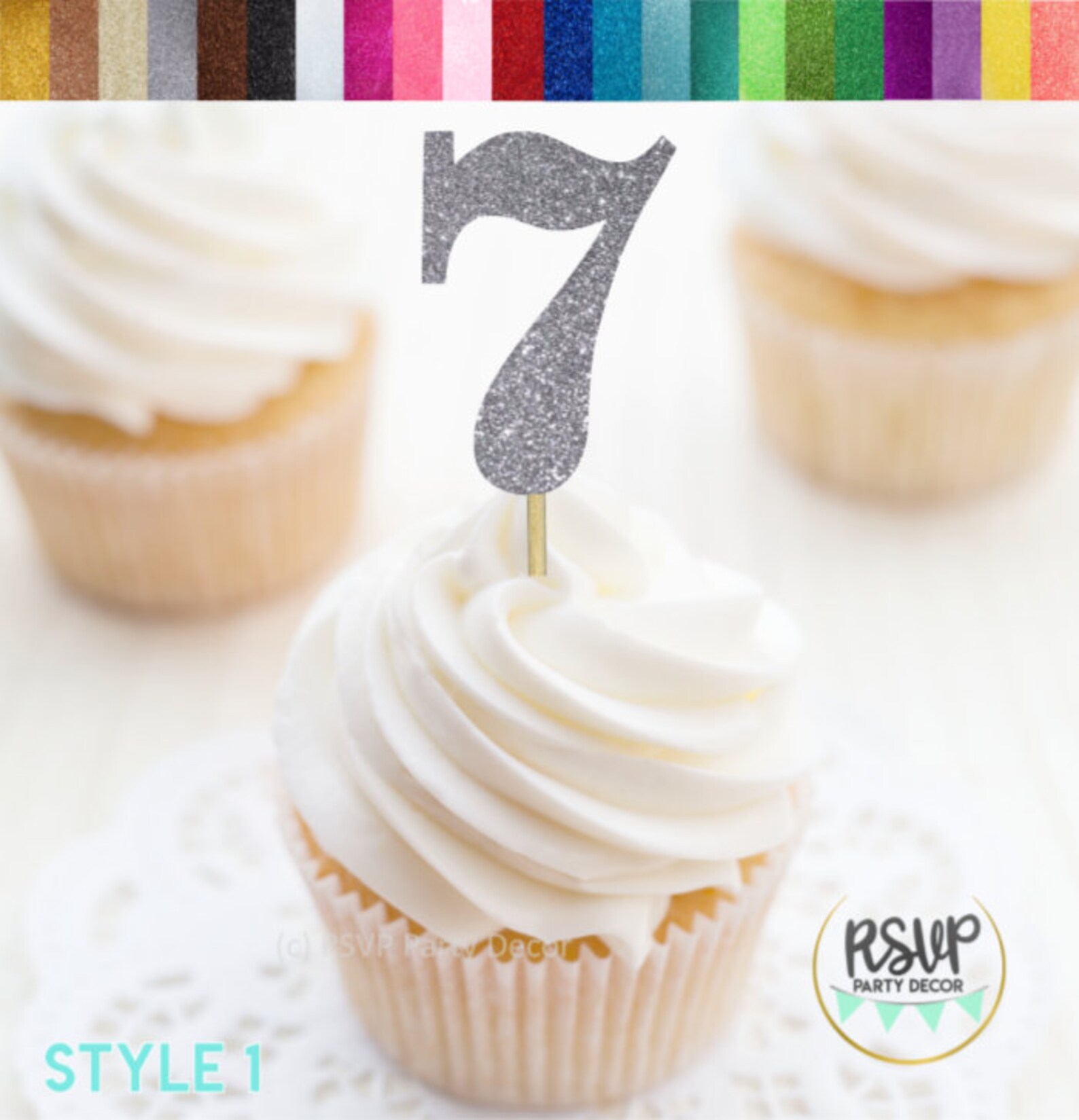 Number 7 Cupcake Toppers Seven Food Picks 7th Birthday - Etsy