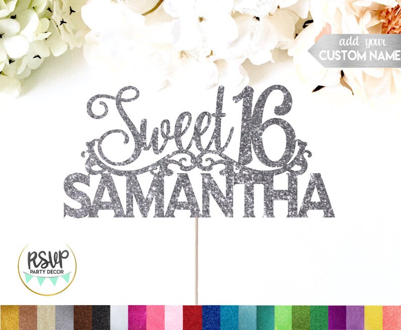 Custom Sweet 16 Cake Topper Happy Sweet 16 Personalized | Etsy