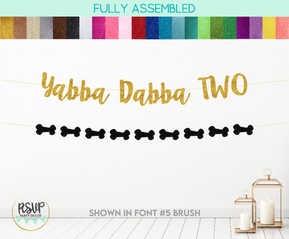 Yabba Dabba TWO Banner, Bone Garland, Prehistoric Themed 2nd Birthday ...