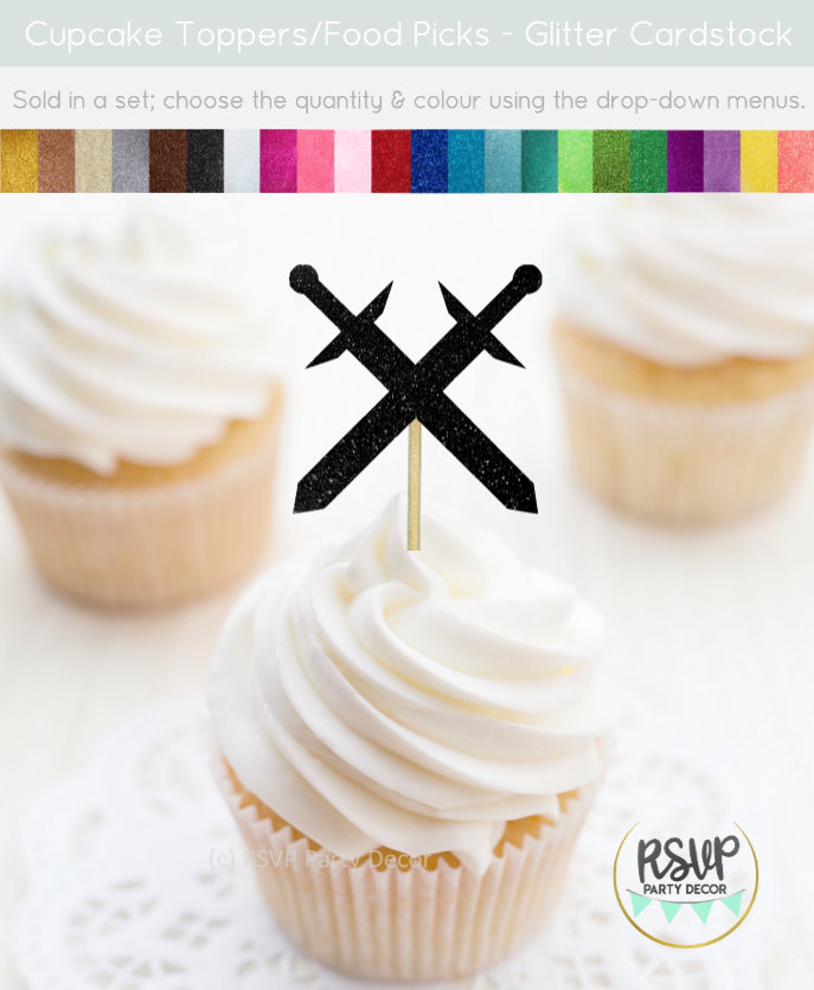 Sword Cupcake Toppers, Medieval Cupcake Toppers, Knight Birthday Party ...