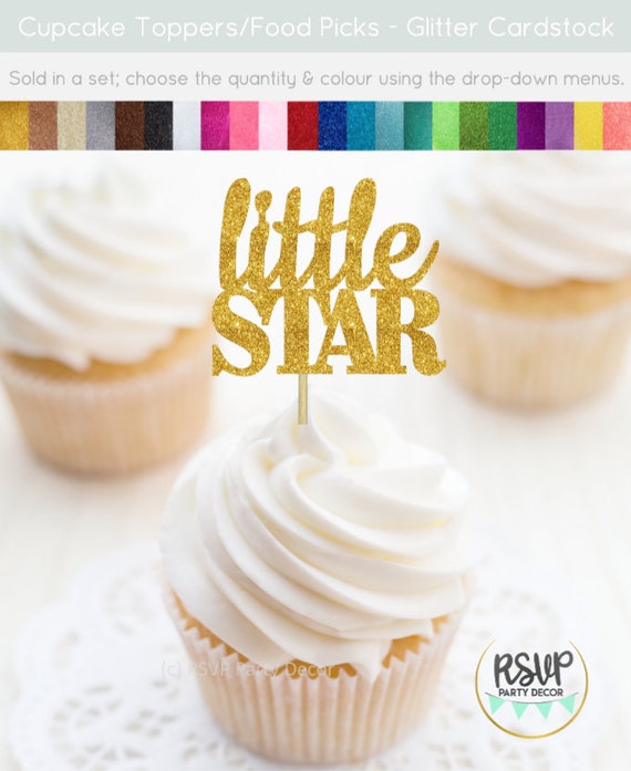 Little Star Cupcake Toppers, Twinkle Twinkle Food Picks, Star Birthday ...