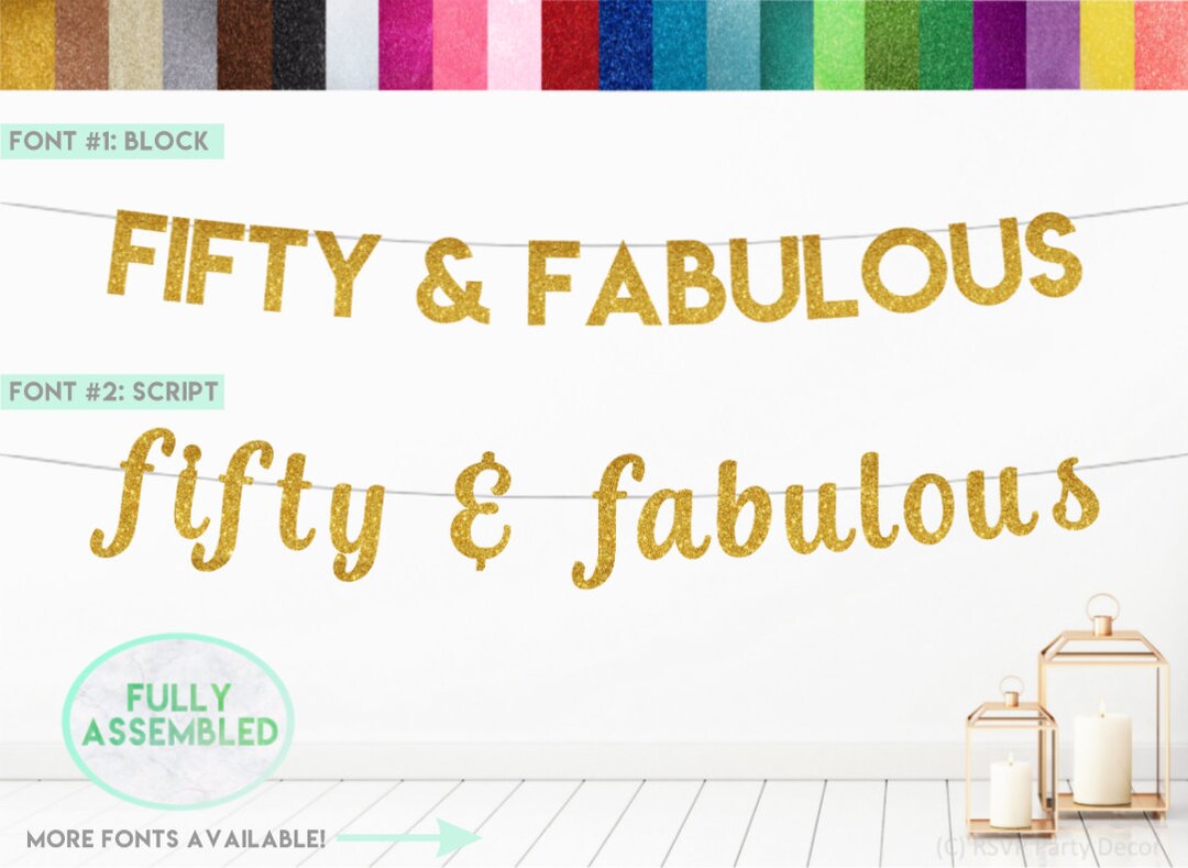 Fifty & Fabulous Banner, 50 and Fabulous Sign, 50 and Fabulous Party ...